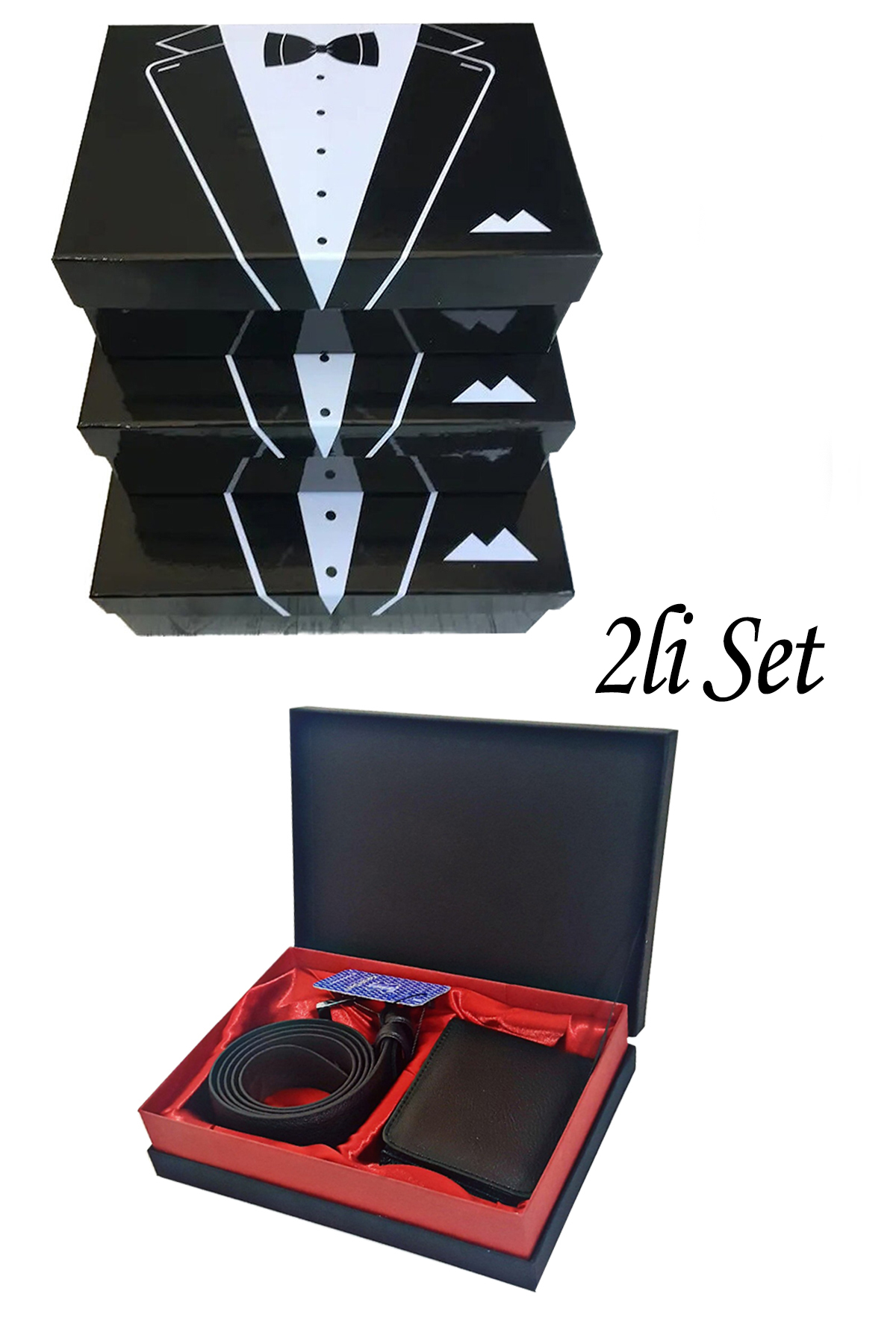 3lü Damat Kutusu ve Kemer Cüzdan Bohça Seti - Çeyizci